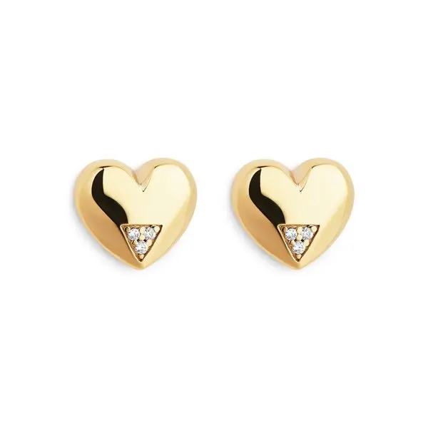 TOOLALLY Art Deco Hearts Studs Vermeil & Cubic Zirconia - Gold
