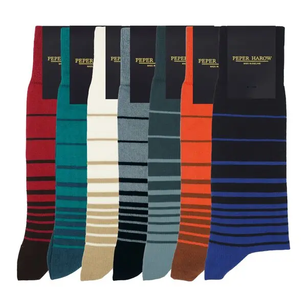 PEPER HAROW - MADE IN ENGLAND Retro Stripe Socks Bundle - White