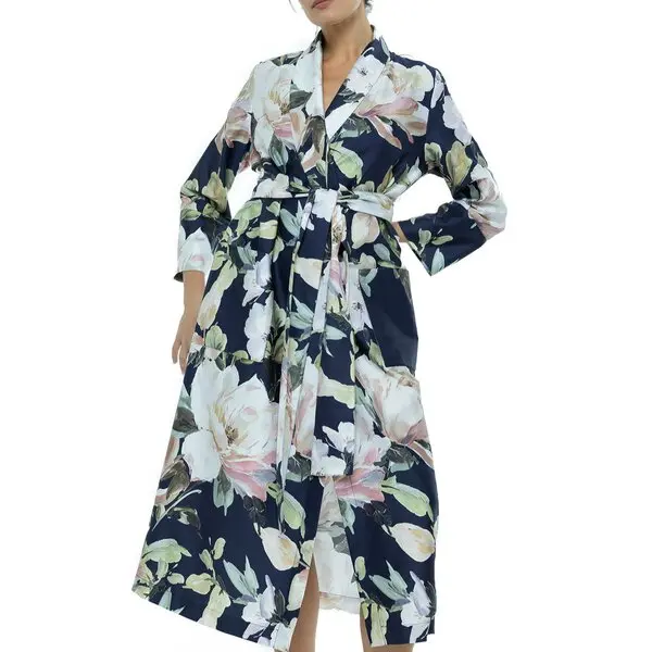 DECOFLUX HOME Classic Sateen Bathrobe Harmony Dark - Blue
