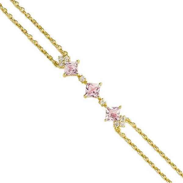JUVETTI  Gold / White / Pink Forma Gold Bracelet Set With Pink Sapphire & Diamond - Gold/white/pink