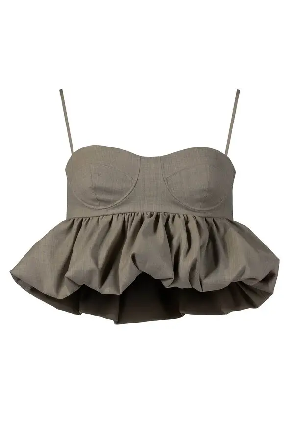 LENDROP STUDIOS Kairi Suiting Balloon Peplum Bodice - Grey