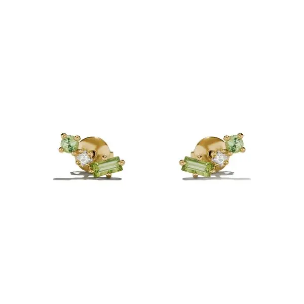 ONI Peridot & Diamond Cluster Tri-studs - Gold