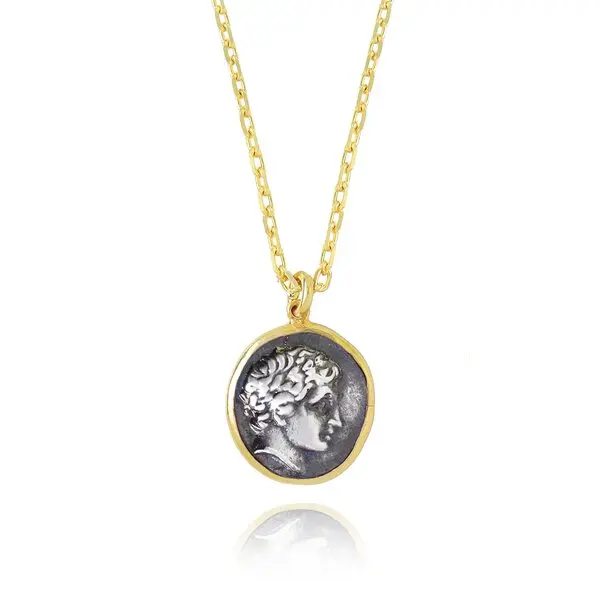 ECE LONDON Gold / Grey The Chariots Coin Necklace - Gold/grey