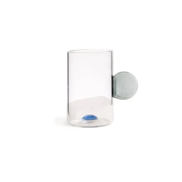 And Jacob Small Glass Coffee Cup With Circle Handle - Grey