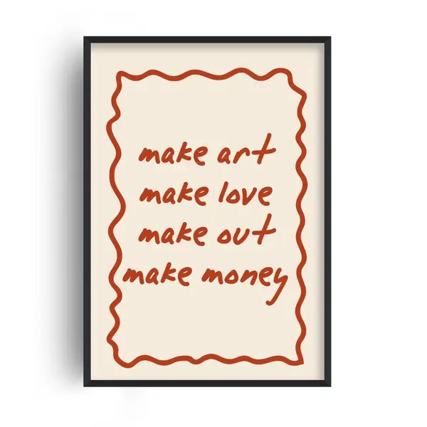 FANCLUB Neutrals / Make Art Retro Handwritten Quote Indie Art Print - Red