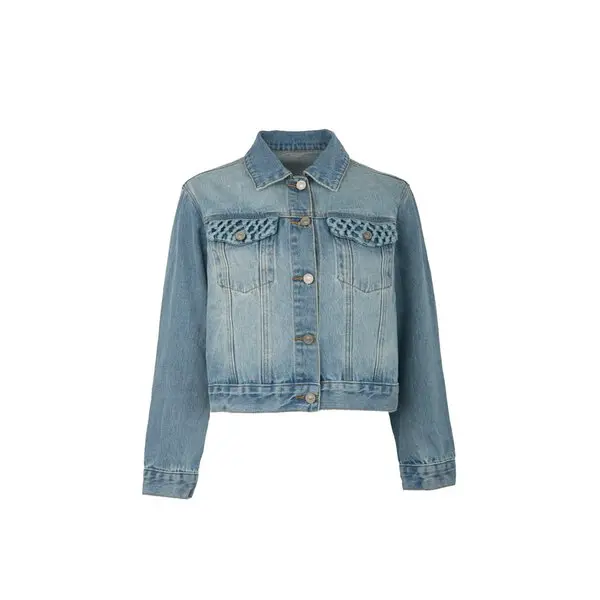 Saachi Woven Pocket Denim Jacket - Blue
