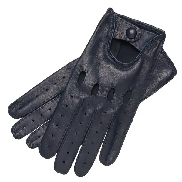 1861 GLOVE MANUFACTORY Rome Handsewn Lambskin Driving Gloves In Navy - Blue