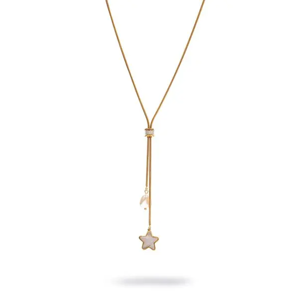 EBRU JEWELRY Starlight Glow Lariat Necklace - Gold