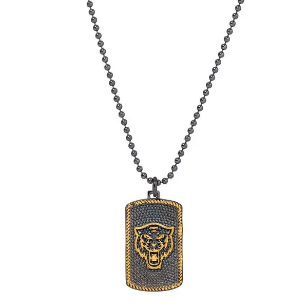 EBRU JEWELRY Gold / Silver Powerful Lion Medallion Sterling Silver & Gold Chain Necklace Silver - Gold/silver