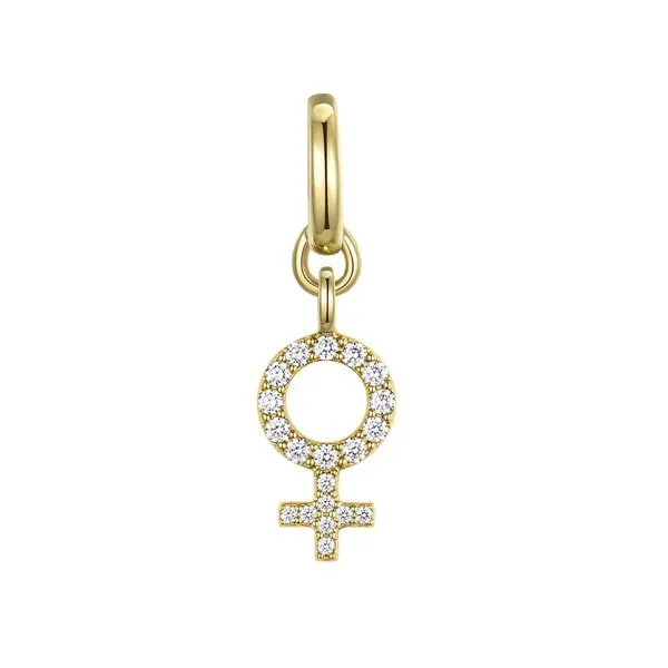 UNLEASH CPH Companion Charm With Zirconia Crystals In Polished Brass - Gold