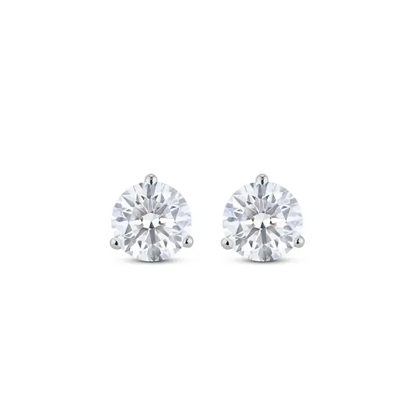 ROSEATE JEWELRY Roseate Lab-grown Diamond Round Brilliant Solitaire Studs In Platinum, Three Carat Total Weight - Silver