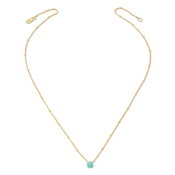 HEATHER HAWKINS Satellite Tiny Gemstone Necklace Gold-filled Turquoise December Birthstone - Blue
