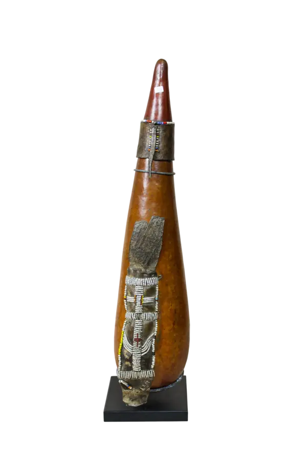 Botanical Boys Vintage Beaded Maasai Calabash Fifty Two One - Brown