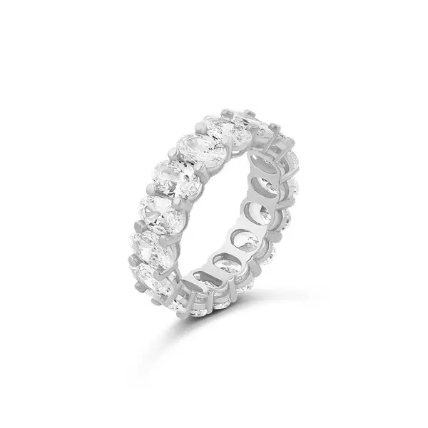 SHYMI Oval Prong-set Cubic Zirconia Eternity Band - Silver