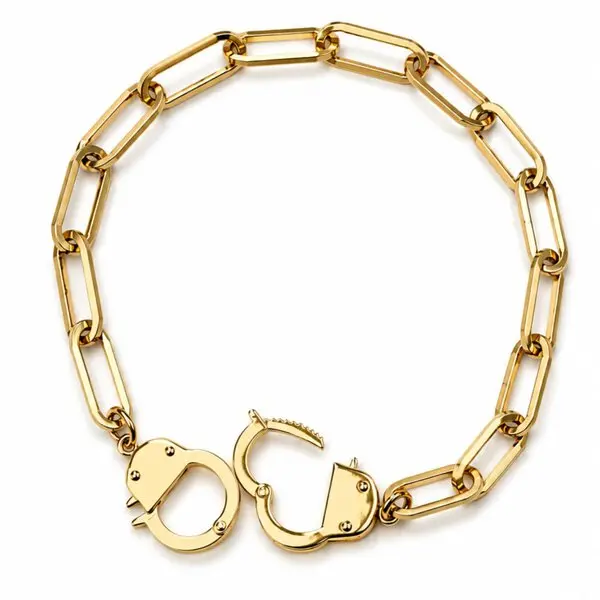 JAGGED HALO JEWELRY Love Bond Handcuff Chain Anklet Stainless Steel Plating - Gold