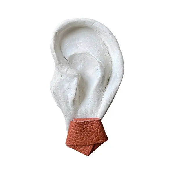 LONDON ATELIER BYPRODUCT Origami Grainy Rust Leather Stud Earrings - Brown