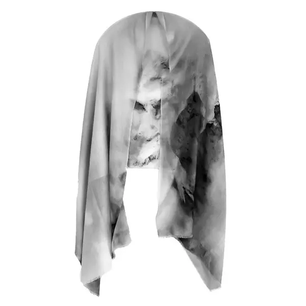 ZENZEE Grey / Black Cashmere & Wool Nature Scarf — Mountains - Grey/black