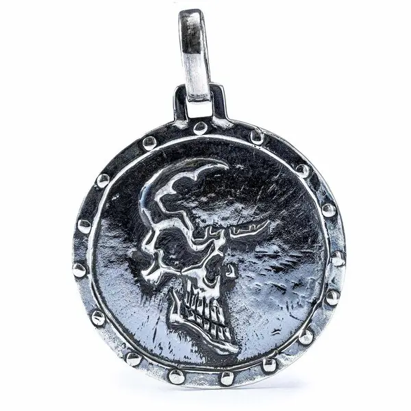 GERMAN KABIRSKI Revel Oxidized Gothic Pendant With Skull Design - Silver