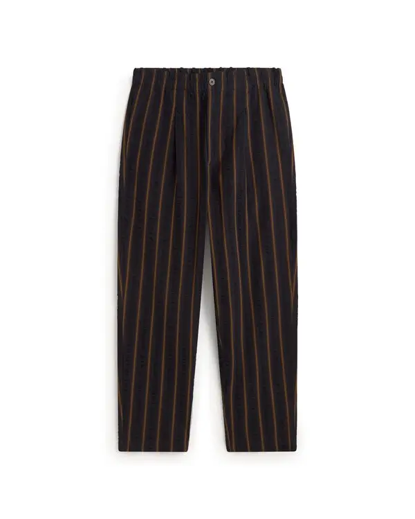 THINKING MU Loose Seersucker Striped Pants Luc - Blue