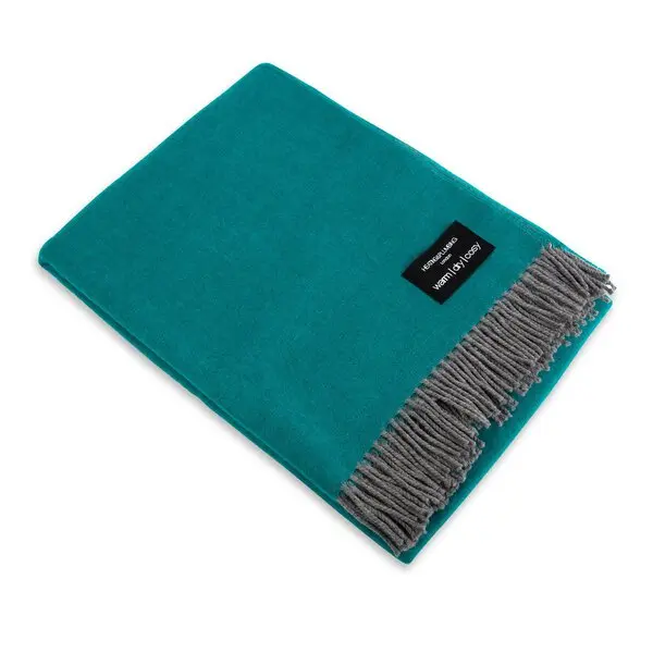 HEATING & PLUMBING LONDON Daydreams Merino Lambswool Throw Deep Sea - Green
