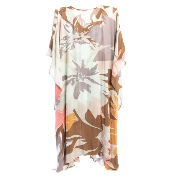 Saachi Multicolor Floral Kaftan Gray Maxi - Grey
