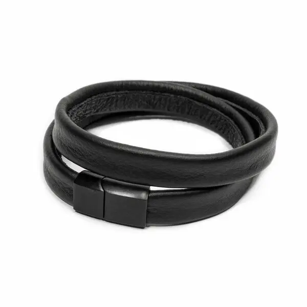 WAIWAI Double Wrap Leather Bracelet - Black