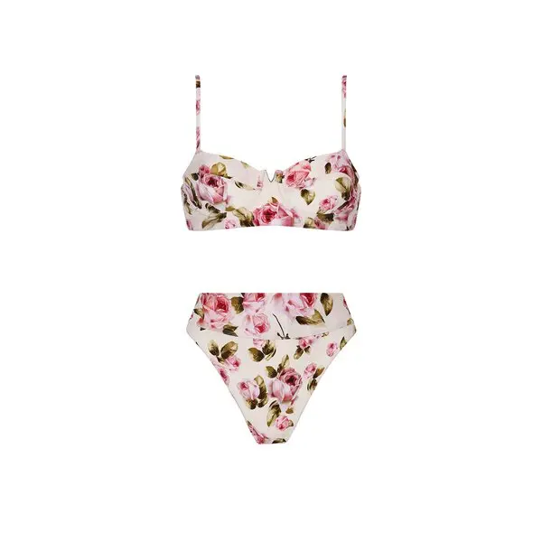 AGUACLARA Short Bustier Top & High Rise Bottom La Rose - Pink