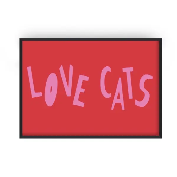 FANCLUB Love Cats Retro Music Animal Giclée Horizontal Art Print - Red
