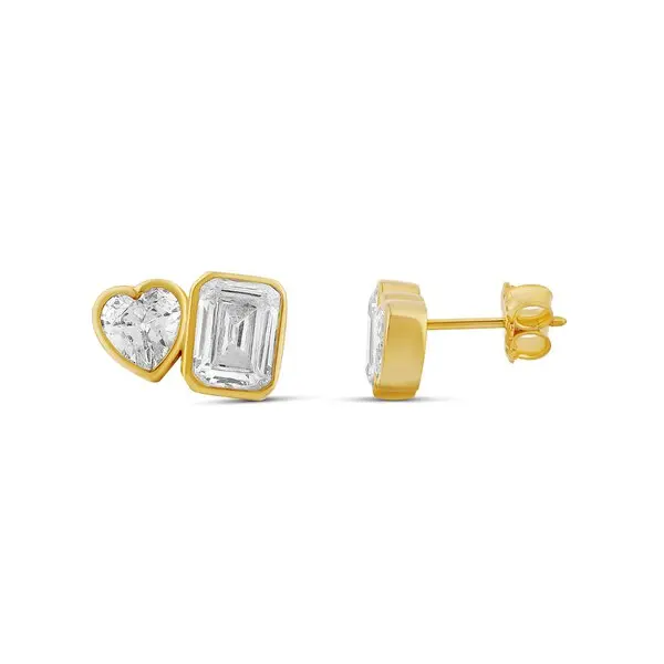 SHYMI Two Stone Fancy Shape Bezel-set Studs - Gold