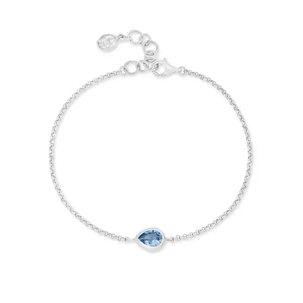 DOWER & HALL Silver / Blue Blue Topaz Pear Chain Bracelet In Sterling Silver - Silver/blue