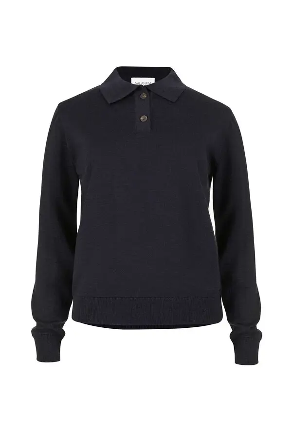 SALANIDA Galante 100% Merino Polo Top - Black