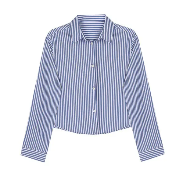YORSTRULY Mini Shirt Poplin Cropped Shirt - Blue