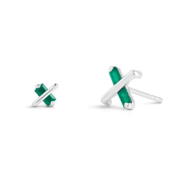 KASUN LONDON Silver / Green Butterfly Kiss Earrings May Green Agate Silver - Silver/green