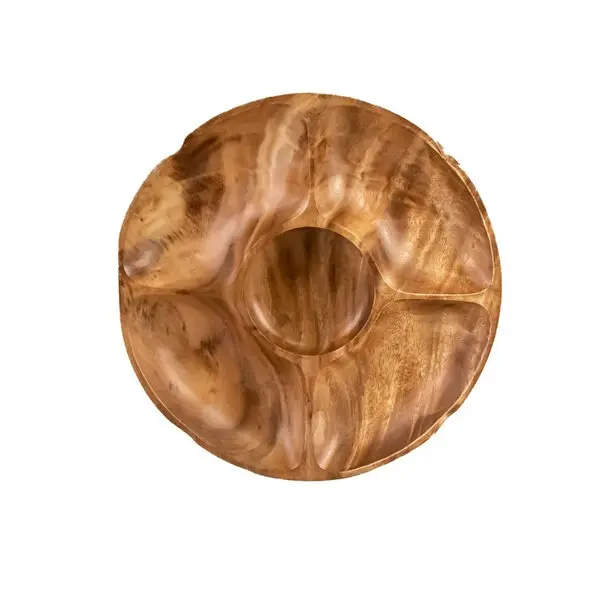 Likhâ Acacia Wood Five-compartt Serving Tray - Brown
