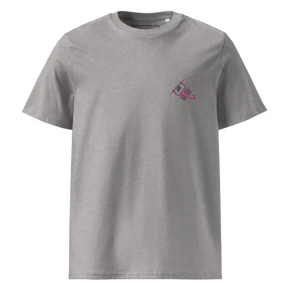 ANCHOR & CREW Heather Scorpion Knittin' Up In The Wild Organic Cotton Embroidered T-shirt - Grey
