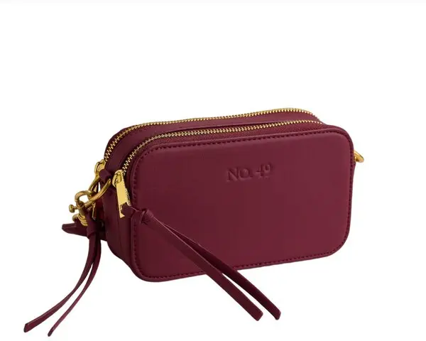 NO.49 HANDBAGS Kiki Burgundy Camera Bag - Red