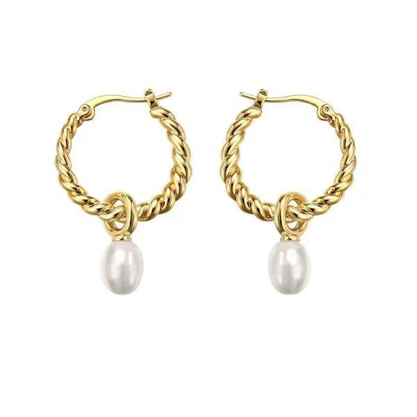 JANUS EDINBURGH Vermeil Pearl Cycles Of Hope Huggie Hoop Detachable Earrings - Gold