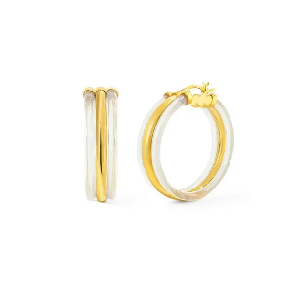 GOLD & HONEY Ridge Hoops In Clear - Gold