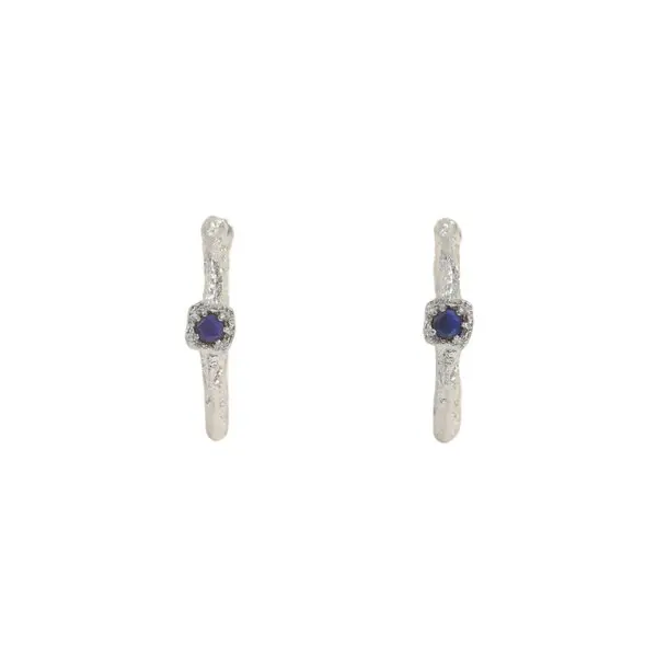 CLAIRE HILL DESIGNS Lapis Lazuli Lichen Branch Medium Hoops - Silver