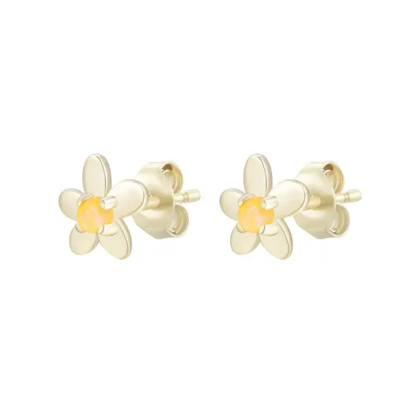 KAMARIA Mini Flower Opal Stud Earrings Tangerine - Orange