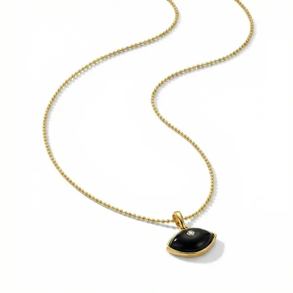 HEATHER HAWKINS Evil Eye Pendant Gold-filled Ball Chain Necklace Onyx - Black