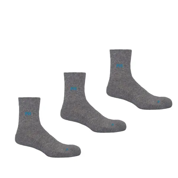 PEPER HAROW - MADE IN ENGLAND Three Pack Quarter Recycled Sport Socks - Grey