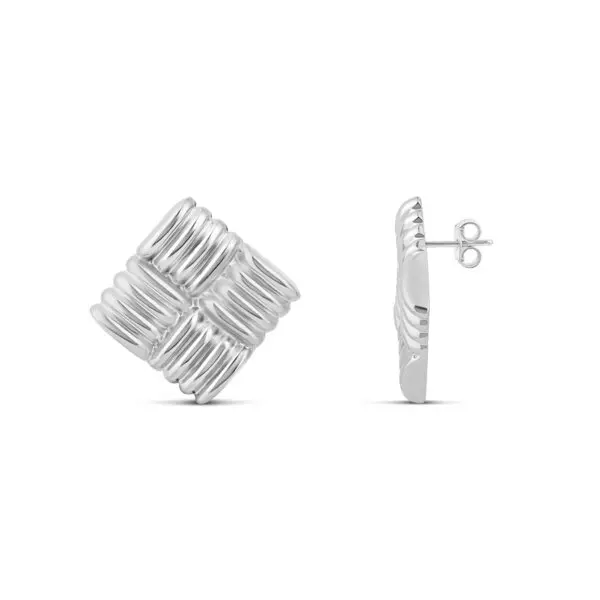 SHYMI Textured Square Statet Studs - Silver