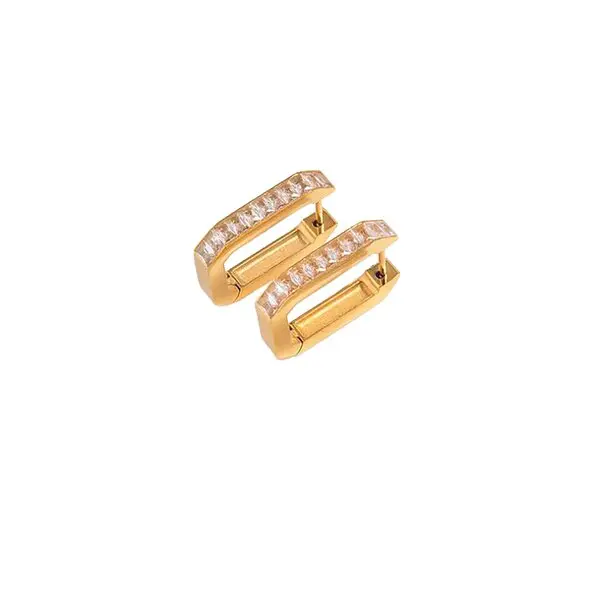 ISAIAH 54:17 The Rectangle Diamond Hoops - Gold