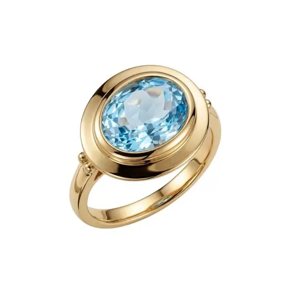 DAINTY LONDON Solid Gold Contemporary Topaz Ring Avery Ring - Blue