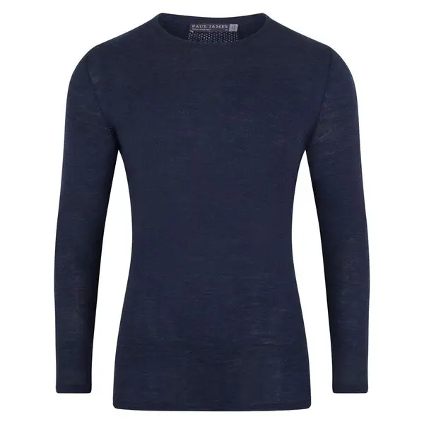 PAUL JAMES KNITWEAR Midweight Merino Activewear Base Layer Zeus Top Navy Blazer - Blue