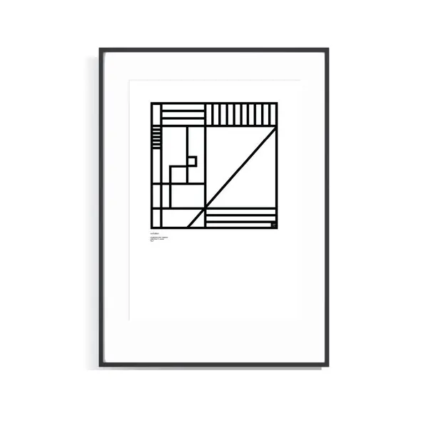 Curiosity Snug Numerology Series – Abstract Lines Number Seven- Limited Edition Print - Black