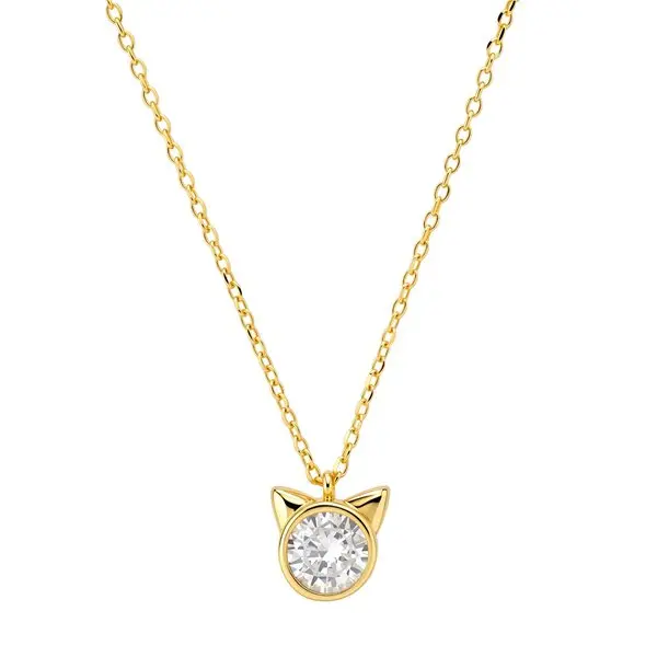 KYLIE HARPER Bezel-set Kitty Cat Diamond Cz Pendant Necklace - Gold