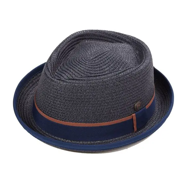 DASMARCA HATS Dasmarca Durban Summer Diamond Crown Light Weight Breathable Porkpie Hat Navy - Blue