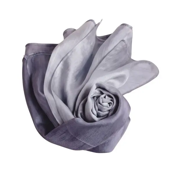 SILK AND BEARS White Ombre Silk Scarf – Hand-dyed Mulberry Silk Shawl, Lightweight Elegant Wrap - Grey